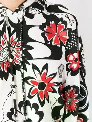 AMIR SLAMA Floral Print Cropped Hoodie