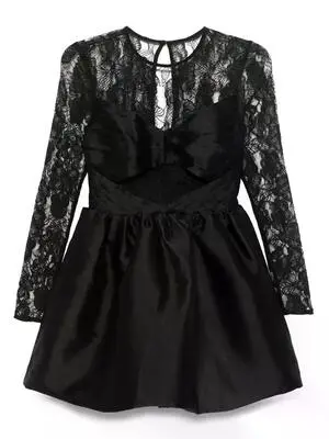 SELF-PORTRAIT Lace-panel Taffeta Mini Dress