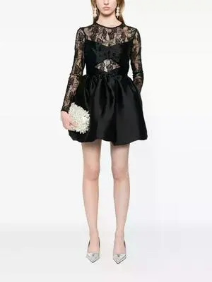 SELF-PORTRAIT Lace-panel Taffeta Mini Dress