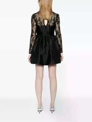 SELF-PORTRAIT Lace-panel Taffeta Mini Dress