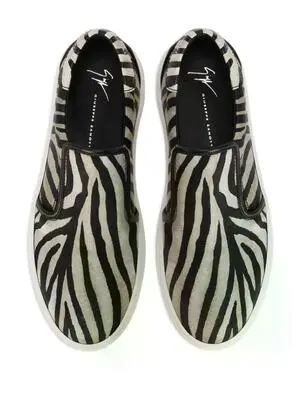 GIUSEPPE ZANOTTI Zebra Print Slip-on Sneakers