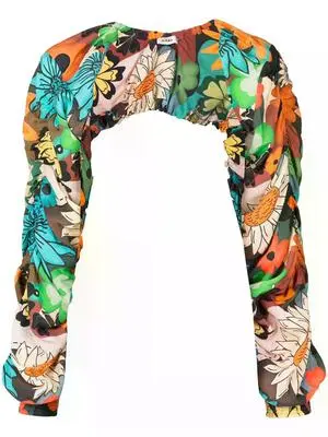 AMIR SLAMA Floral Print Bolero Jacket - Multicolour