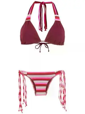 AMIR SLAMA Striped Tie-side Bikini Set