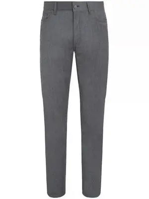 Zegna Roccia Stonewashed Wool Trousers - Grey