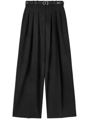 JIL SANDER Belted Wool Palazzo Pants