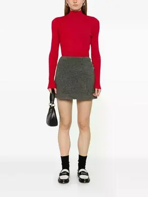 TWINSET Ribbed Mock Neck Sweater With Gold-tone Logo