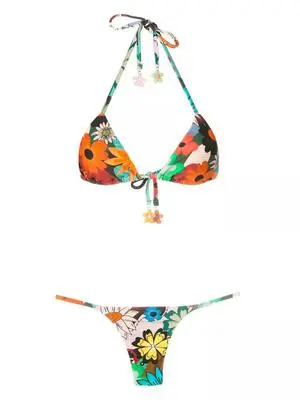 AMIR SLAMA Floral-print Halterneck Bikini