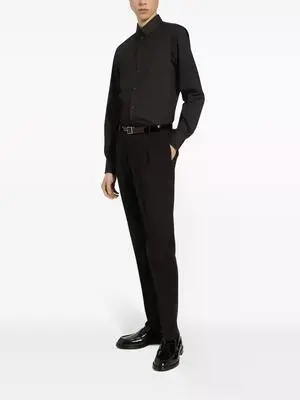 Dolce & Gabbana Long-sleeve Stretch-cotton Shirt - Black