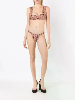 AMIR SLAMA Floral-print Square-back Bikini