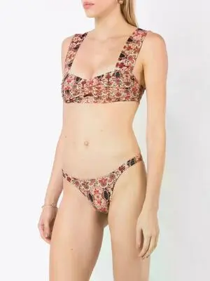 AMIR SLAMA Floral-print Square-back Bikini