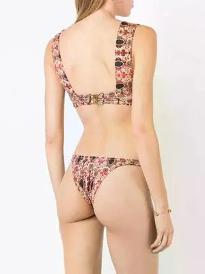 AMIR SLAMA Floral-print Square-back Bikini