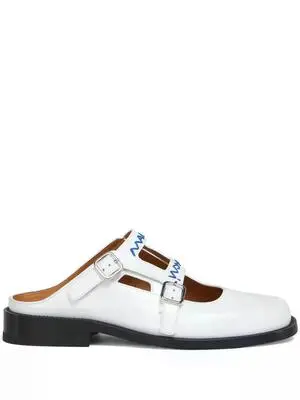 Marni Leather Mule Loafers With Double Buckle Detailing - White