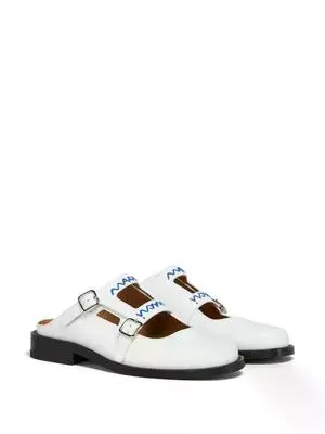 Marni Leather Mule Loafers With Double Buckle Detailing - White