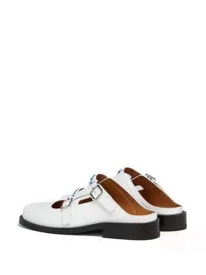 Marni Leather Mule Loafers With Double Buckle Detailing - White