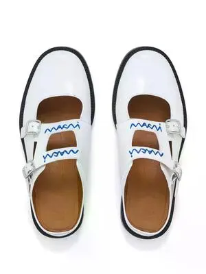 Marni Leather Mule Loafers With Double Buckle Detailing - White