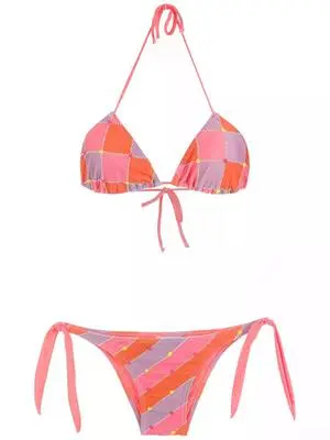 AMIR SLAMA Checked Halterneck Bikini Set - Pink