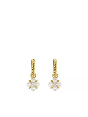 David Yurman 18kt Yellow Diamond And Pearl Drop Earrings