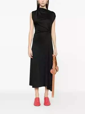 Victoria Beckham Asymmetric Draped Midi Dress
