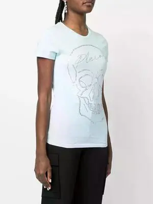 Philipp Plein Crystal Skull Cotton T-shirt - Blue
