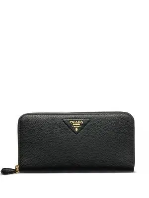 Prada Large Leather Zip-around Wallet - Black