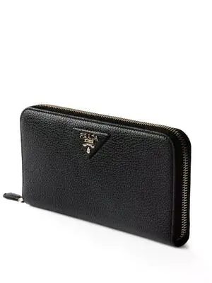 Prada Large Leather Zip-around Wallet - Black
