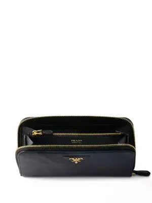 Prada Large Leather Zip-around Wallet - Black