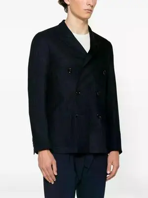 LARDINI Brooch-detail Blazer - Blue
