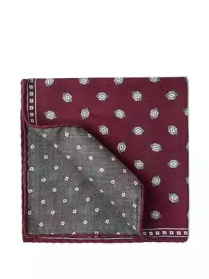 Brunello Cucinelli Silk Pocket Square Red