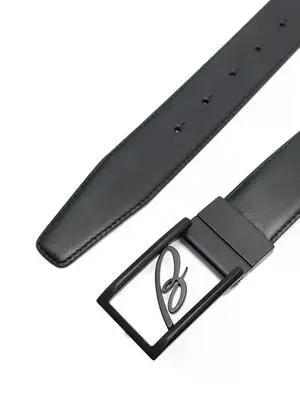 Brioni Leather Belt With Logo Buckle