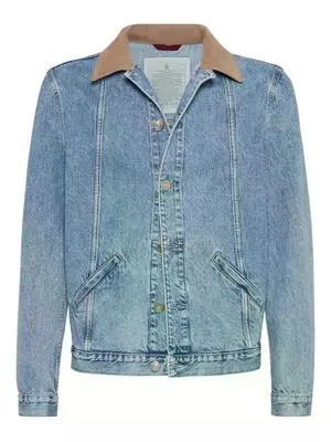 Brunello Cucinelli Denim Jacket With Suede Collar