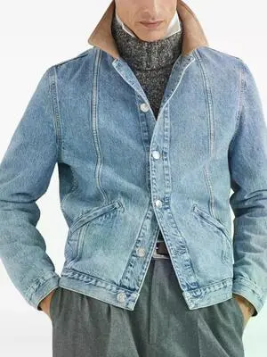 Brunello Cucinelli Denim Jacket With Suede Collar