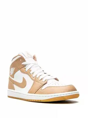 JORDAN Air 1 Mid Tan/gum Sneakers - White