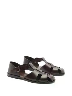 SCAROSSO Apollo Leather Sandals - Brown