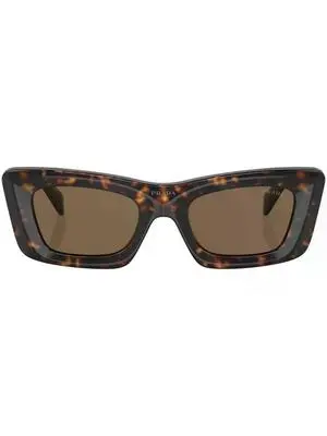 Prada Tortoiseshell-effect Logo Sunglasses - Green