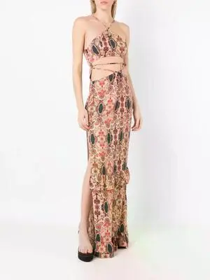 AMIR SLAMA Floral-print Halterneck Dress
