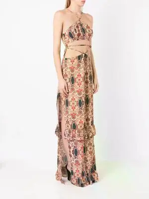 AMIR SLAMA Floral-print Halterneck Dress