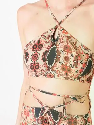 AMIR SLAMA Floral-print Halterneck Dress