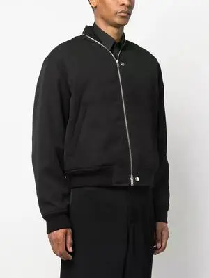 JIL SANDER Zipped Wool Bomber Jacket - Black
