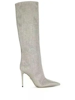 Dolce & Gabbana Rhinestone Embellished Satin Knee-high Boots