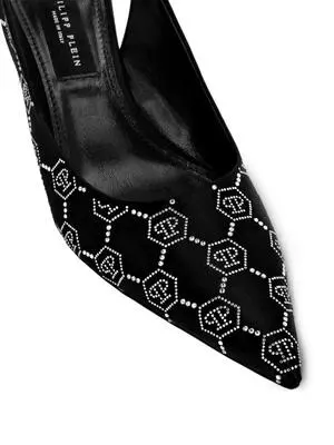 Philipp Plein 50mm Monogram-pattern Slingback Pumps