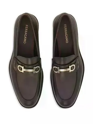 FERRAGAMO Gancini-plaque Loafers - Brown