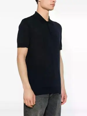 GOLDEN GOOSE Giotto Knitted Polo Shirt - Blue