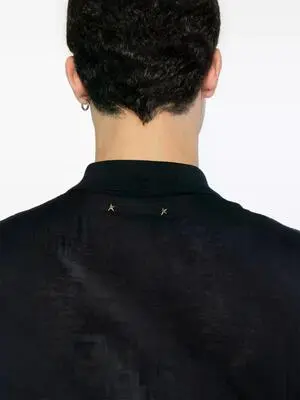 GOLDEN GOOSE Giotto Knitted Polo Shirt - Blue