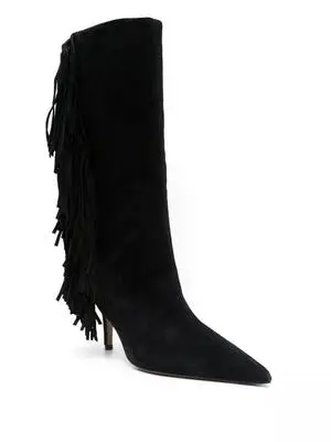 Paris Texas 75mm Jessie Fringe Boots - Black