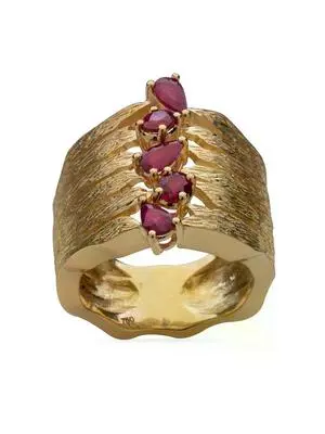 GAELLE KHOURI 18kt Yellow Côte À Côte Ruby Ring - Gold