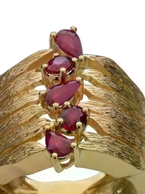 GAELLE KHOURI 18kt Yellow Côte À Côte Ruby Ring