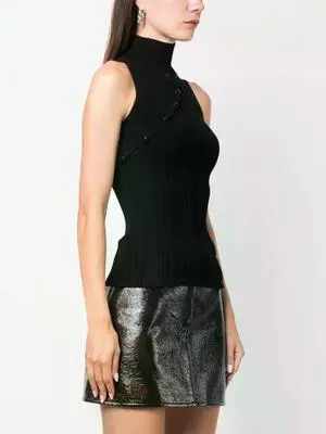 COURREGES Logo-embroidered Ribbed Tank Top