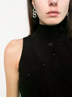 COURREGES Logo-embroidered Ribbed Tank Top