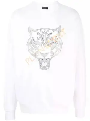 PLEIN SPORT Tiger-head Long-sleeve Sweatshirt - White