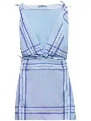 Prada Checked Cotton Minidress - Blue